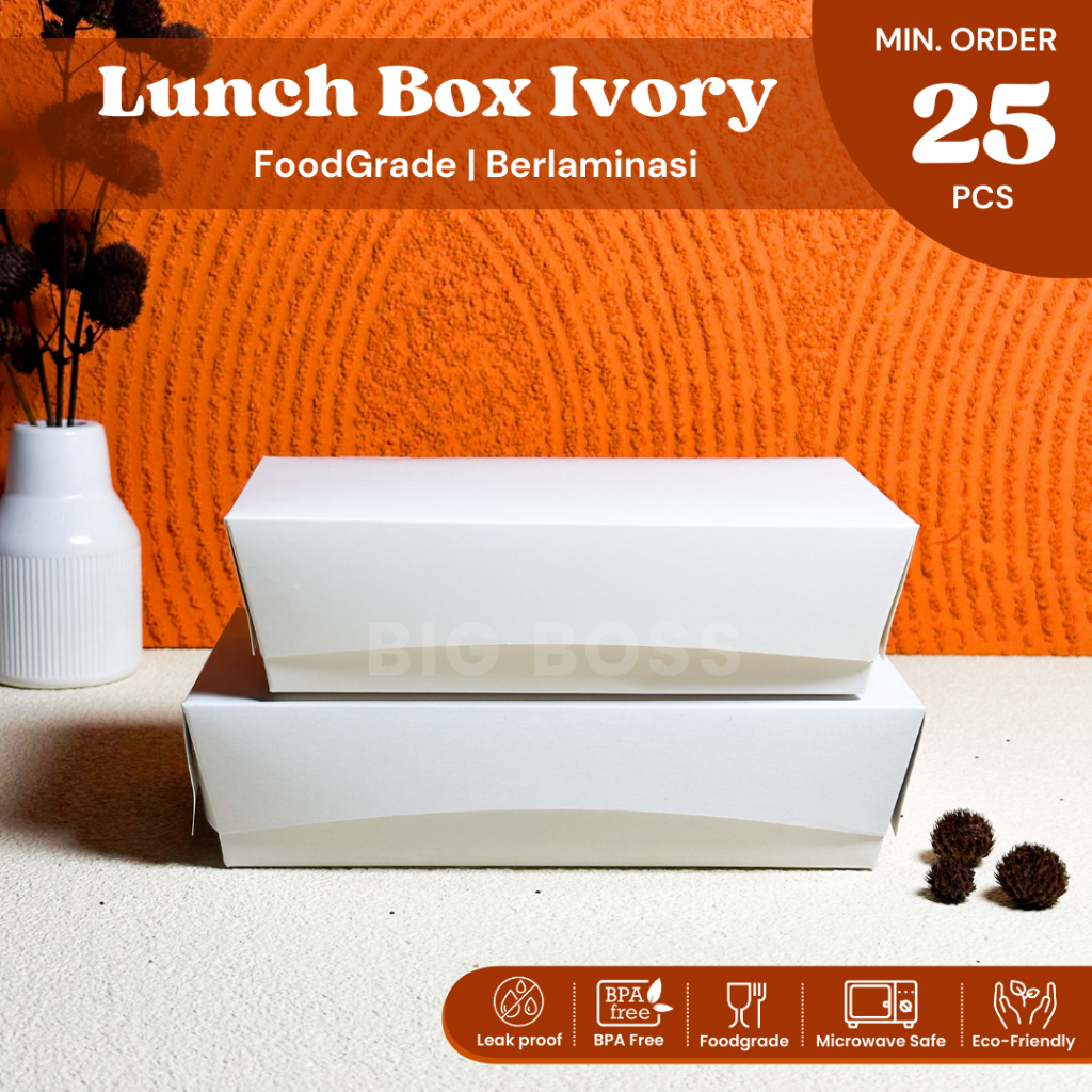 Jual Paper Lunch Box Ivory Putih Laminasi Food Grade / Kotak Makan ...