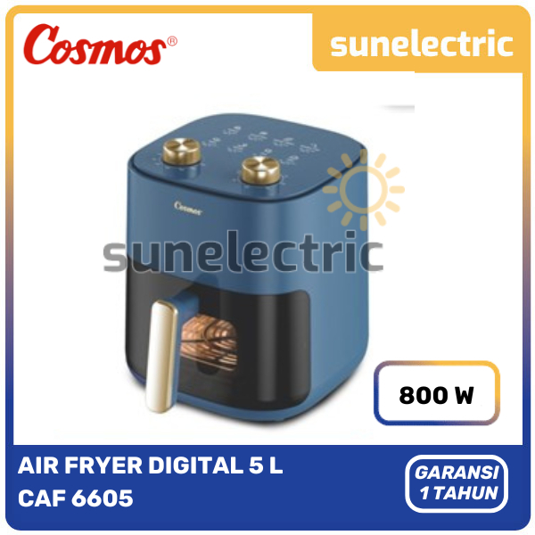 Jual Cosmos CAF-6605 Air Fryer Digital 5 Liter 800 Watt Transparan Blue ...