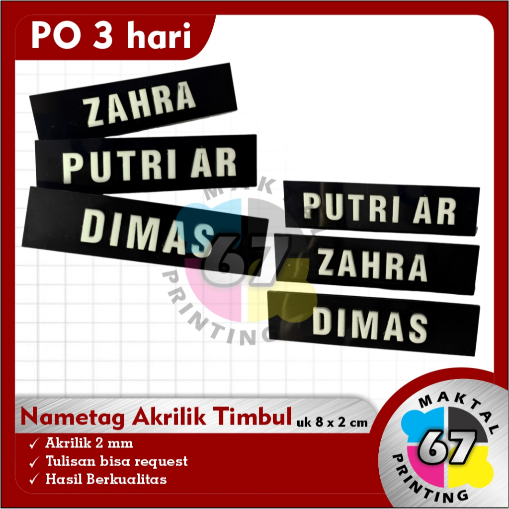 Jual Papan Nama Dada | Name Tag Timbul | Name Tag Dada | Shopee Indonesia