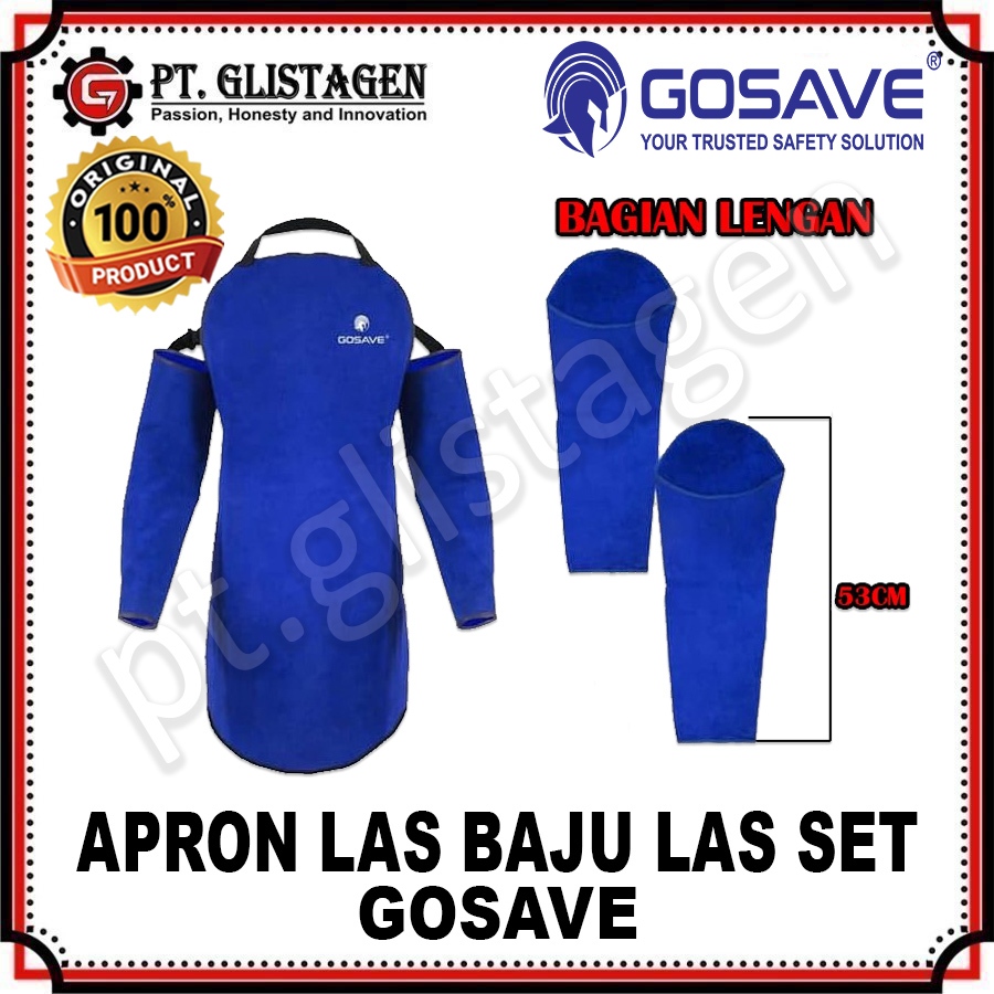 Jual GOSAVE Apron Las Set Baju Dada Tangan Lengan Celemek Kulit Welding ...