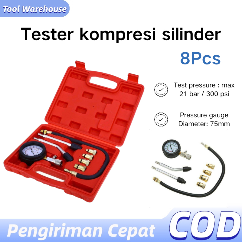 Jual 8Pcs Set Tester Kompresi Silinder Mesin Mobil Alat Pengukur ...