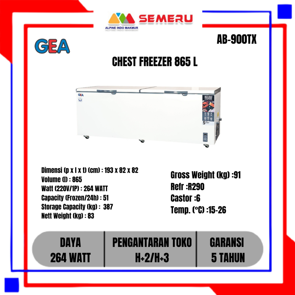 Jual GEA CHEST FREEZER 865 LITER AB-900TX DAN 1050 LITER AB-1200TX ...