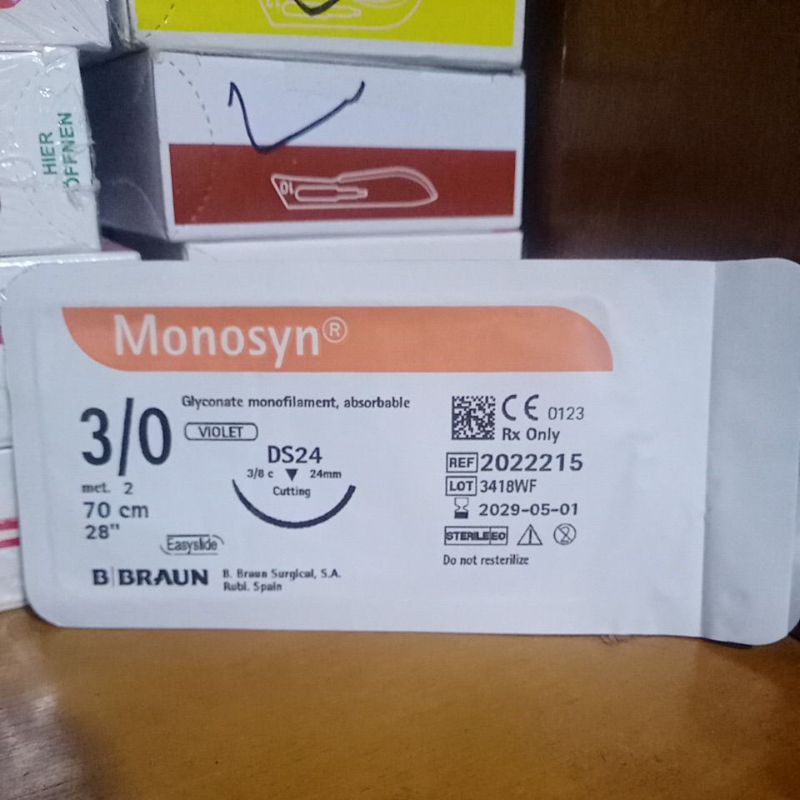 Jual Monosyn 3/0 DS24 CUTING ( Glyconate absorbable) /pc | Shopee Indonesia