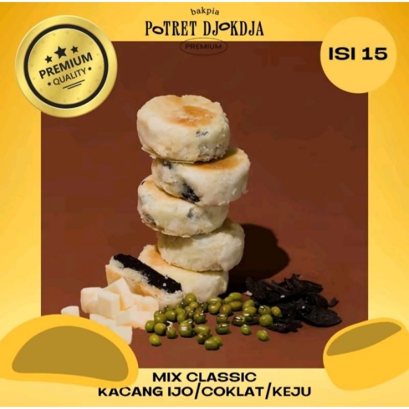 Jual BAKPIA MIX KLASIK ISI 15 (KC IJO+COKLAT+KEJU)- BAKPIA POTRET ...