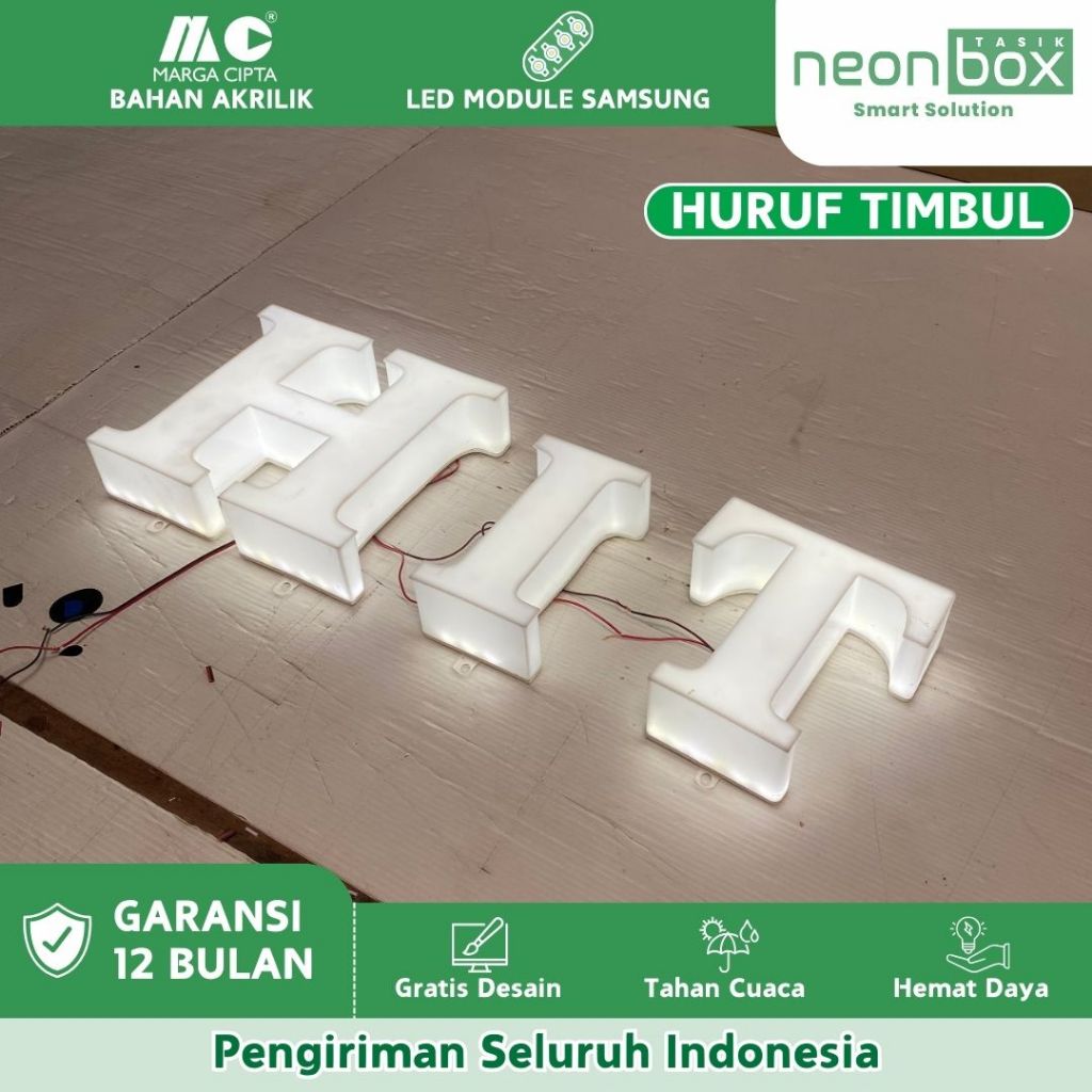 Jual Huruf Timbul Ukuran Besar Letter Timbul Led Full Menyala Huruf ...