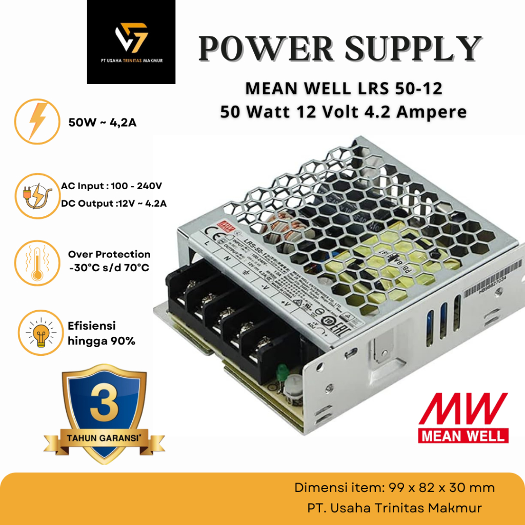 Jual MEAN WELL LRS 50-12 Power Supply 50W 12V 4.2A Single Output Switching MEANWELL [Garansi 3 ...
