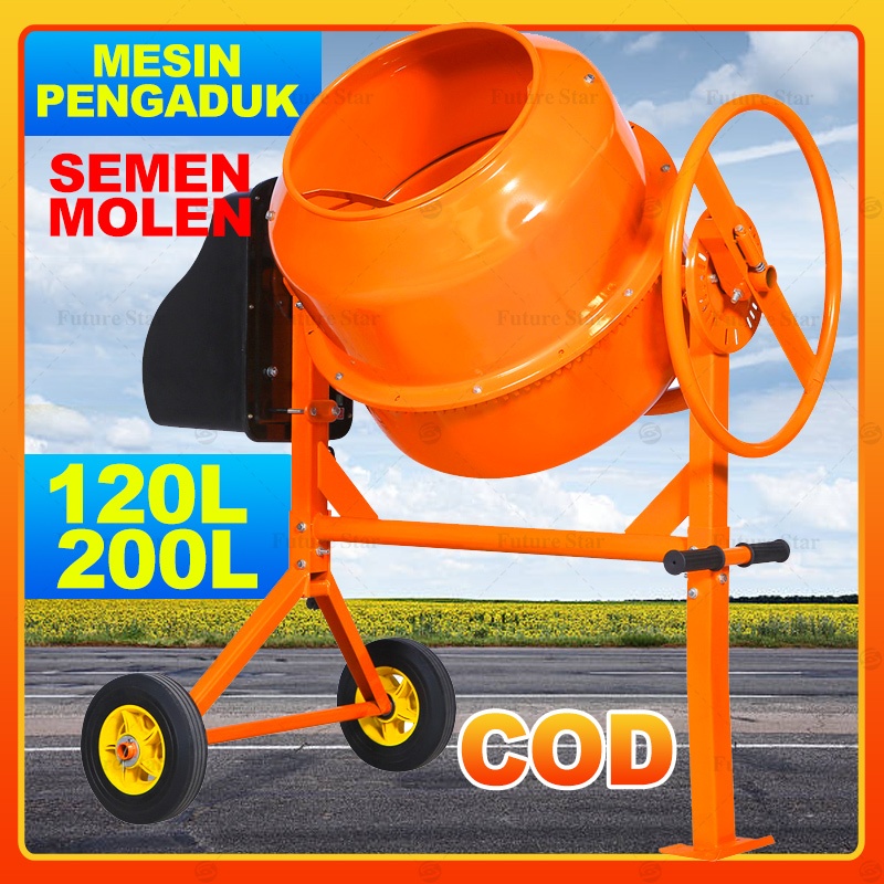 Jual Mesin Pengaduk Semen Beton Plesteran / Molen Dorong Listrik Mini / Engine Electric Concrete ...