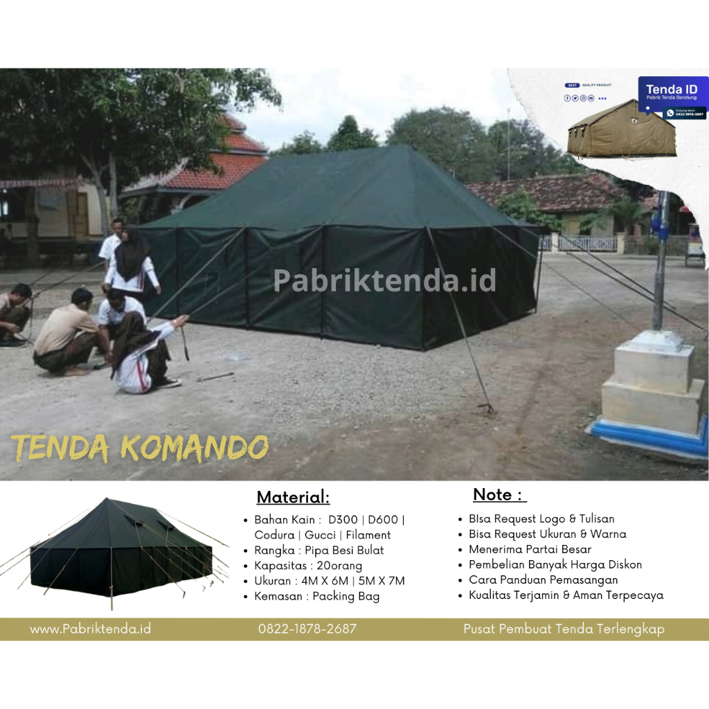 Jual TENDA KOMANDO TNI - TENDA REGU UKURAN 4M X 6M TENDA BARAK PLETON ...