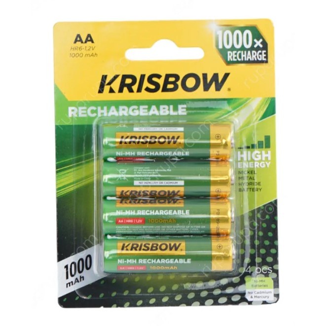 Jual Baterai Rechargeable Aa Hr6 1000 Mah Krisbow Set 4 Pcs | Shopee ...