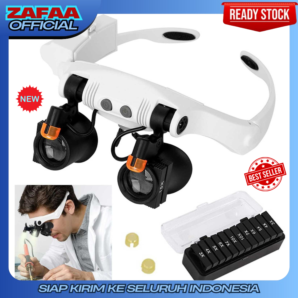 Jual KACAMATA PEMBESAR SERVICE HP KACAMATA BACA DENGAN LED LAMPU / KACA ...