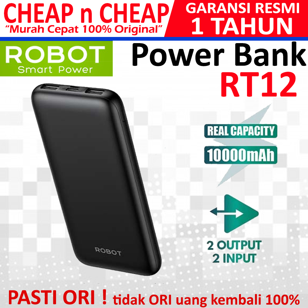 Jual Robot RT12 Powerbank 10000mAH Dual Input Output Slim Real Capacity ...