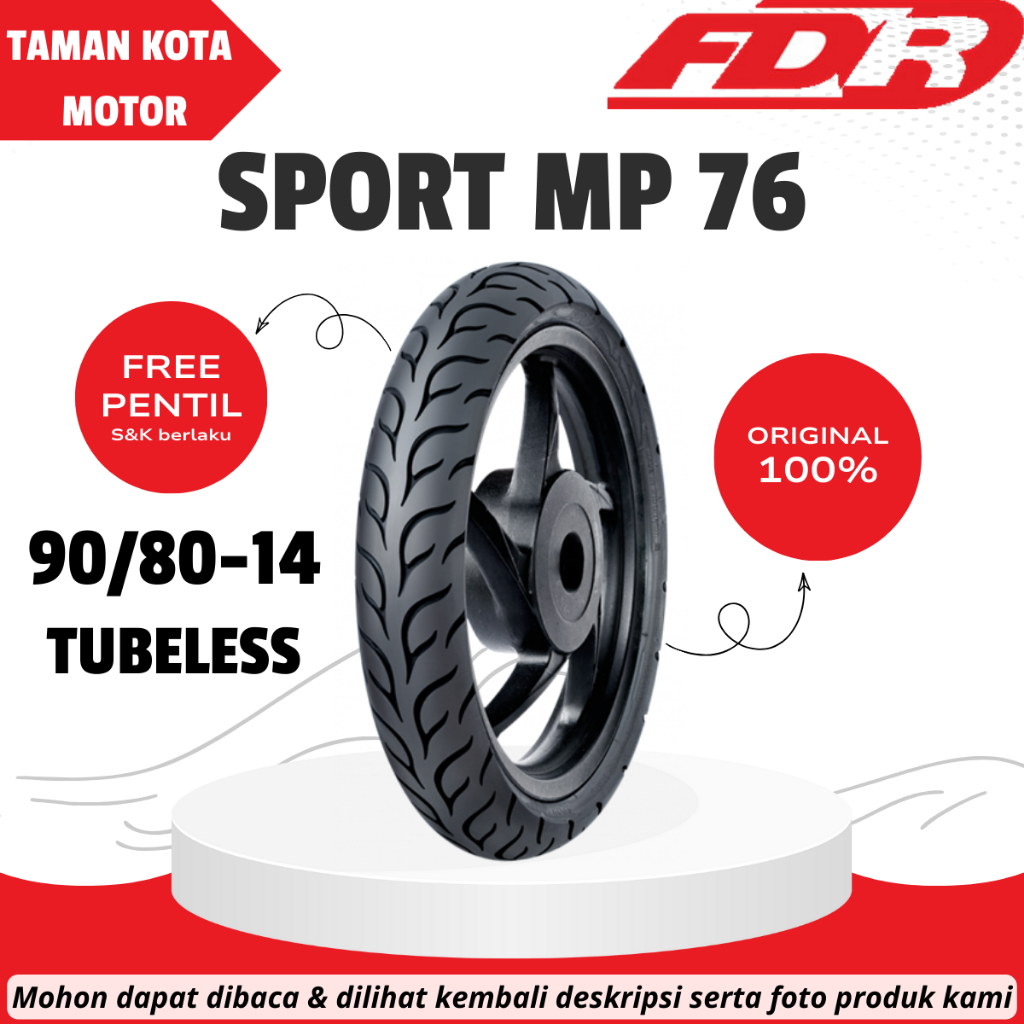 Jual BAN MOTOR METIC FDR SoftCompound Sport MP76 90/80-14 Tubeless (TL ...
