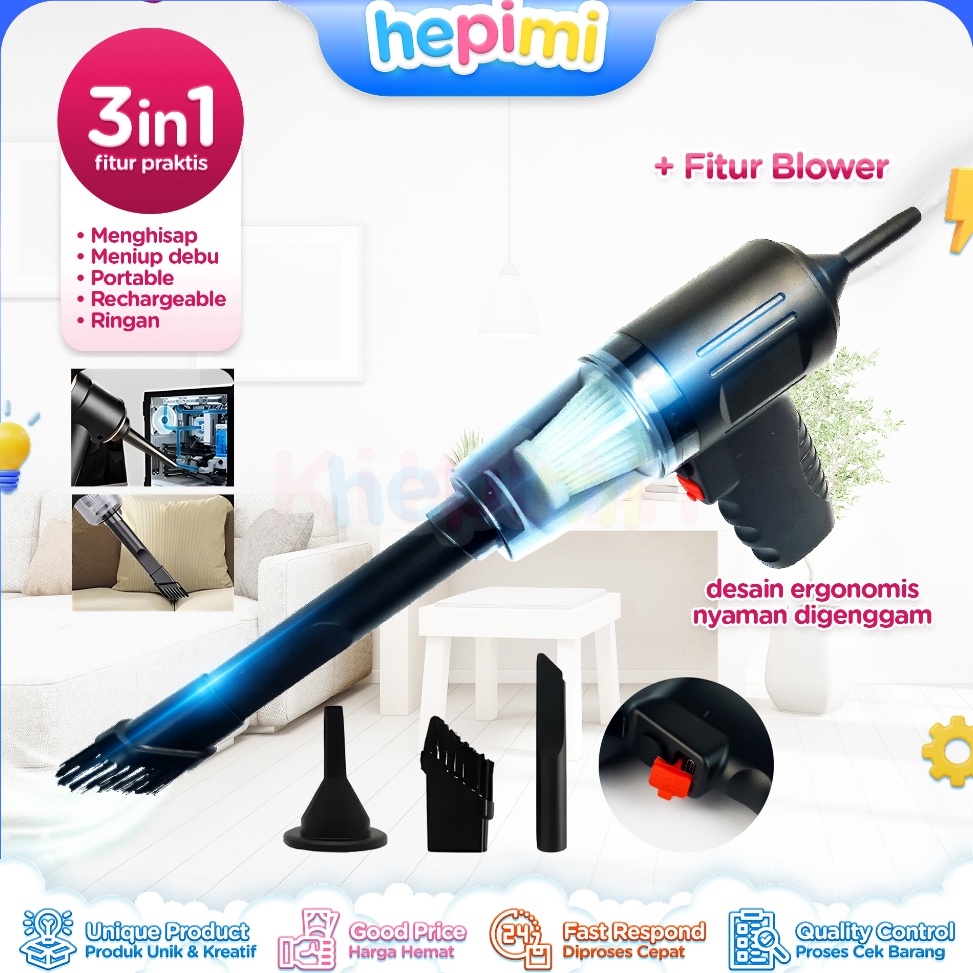 Jual Ready Bermanfaat VACUM CLEANER MOBIL PORTABLE 3in1 Mini USB Charge ...