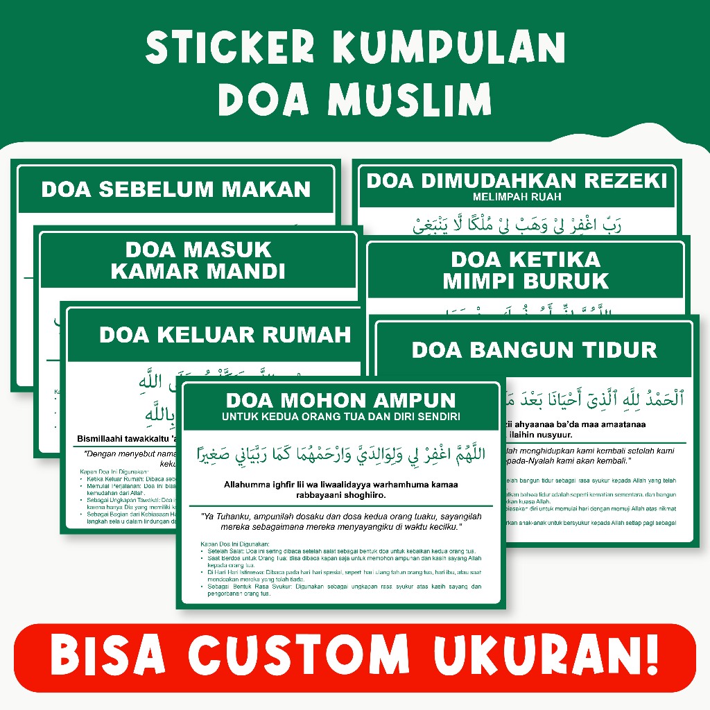 Jual Sticker Stiker Kumpulan Doa Muslim Makan Naik Kendaraan Masuk ...