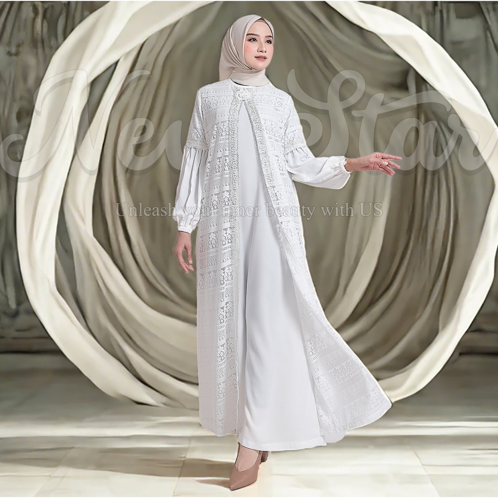 Jual NewStar - Gamis Lebaran 2025 Terbaru Gamis Putih Lebaran 2025 Baju ...