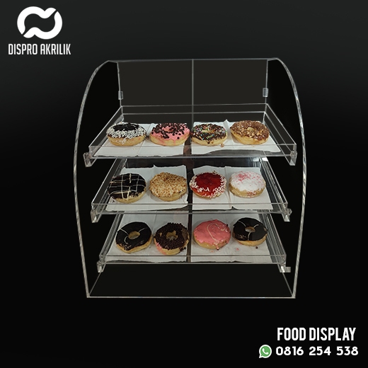 Jual Display kue akrilik 3 rak | Acrylic Food | Uk 100 x 50 x 50 cm ...