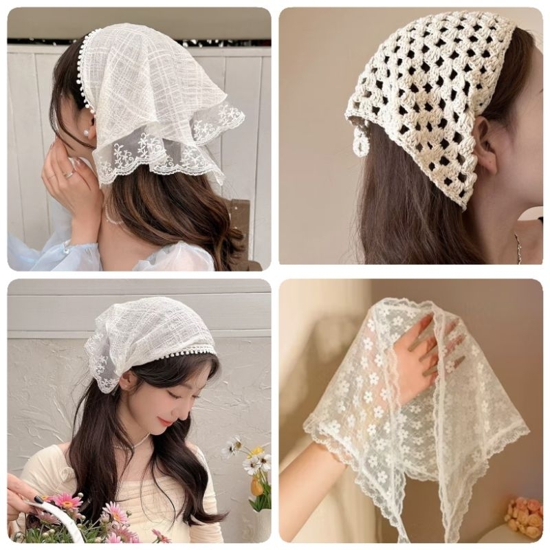 Jual Bandana Scarf / Syal Renda Model Korea | Shopee Indonesia