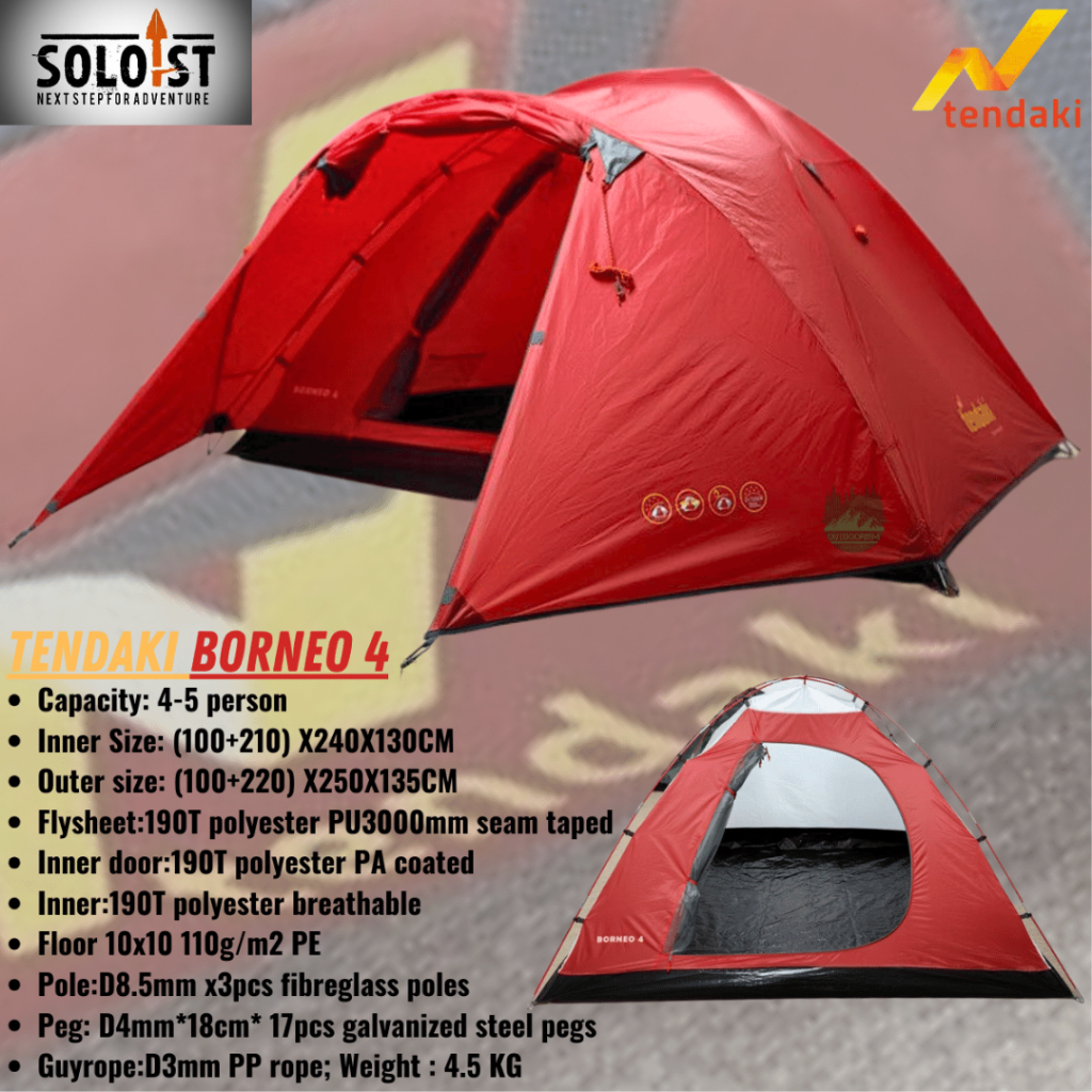 Jual SOLOIST || Tenda Camping Borneo 4 Kapasitas 4-5 Orang | Tenda ...