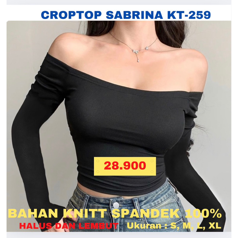 Jual CROPTOP SABRINA (KT-259) BAHAN KNITT SPANDEK BAJU WANITA | Shopee Indonesia