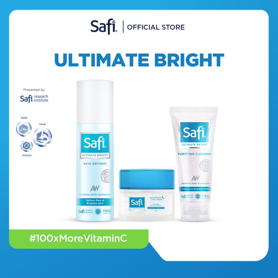 Jual SAFI - Ultimate Bright - Night Essential Pack (Cleanser,Toner ...