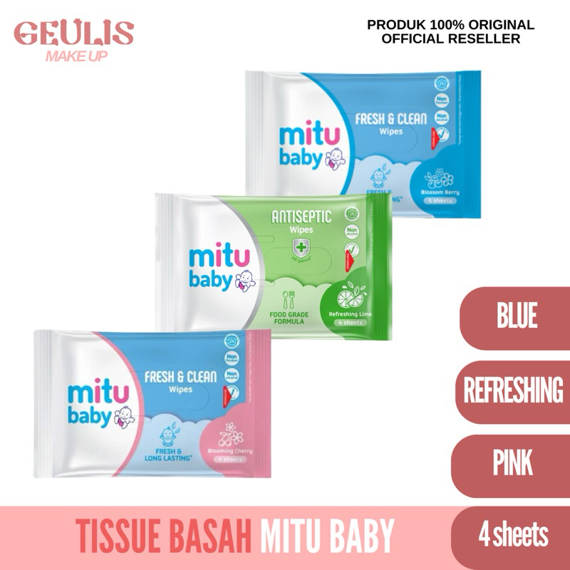Jual Mitu Baby Tissue Basah 4s / Fresh & Clean Baby Wipes Kecil isi 4 ...