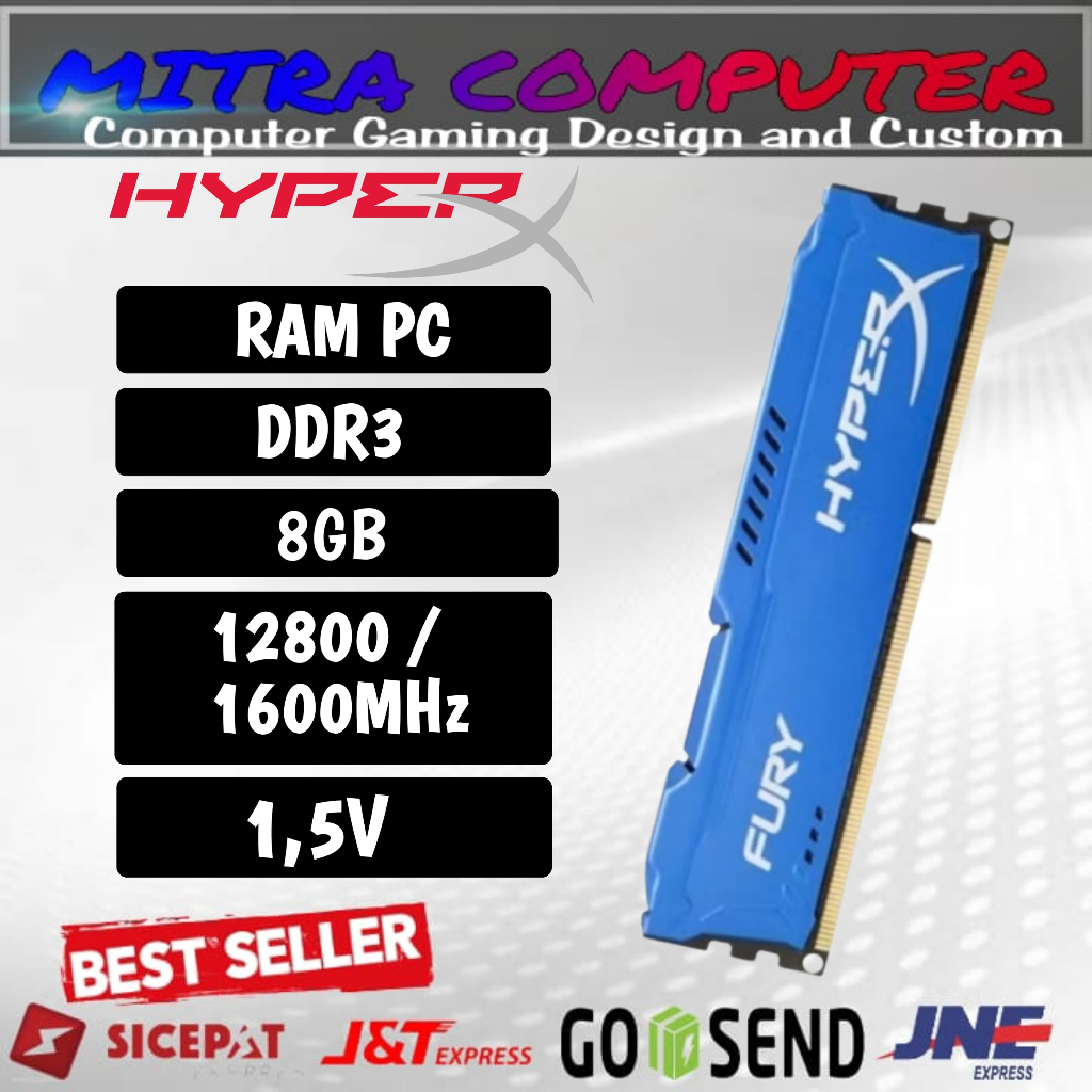 Jual RAM K HYPERX FURY GAMING DDR3 8GB 1600MHz 12800 RAM PC DDR3 8GB ...