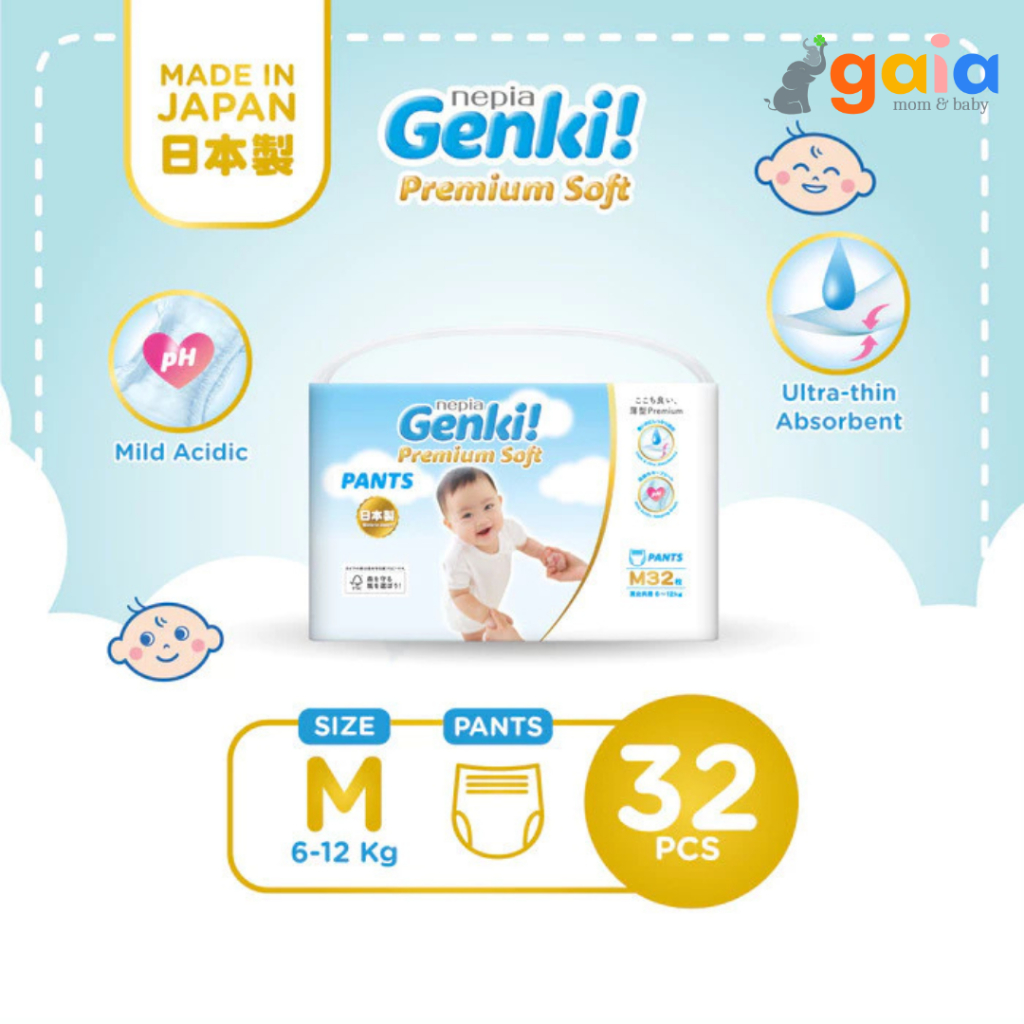 Jual Nepia Genki Pants M32 | Bayi Diapers Premium Soft | Shopee Indonesia