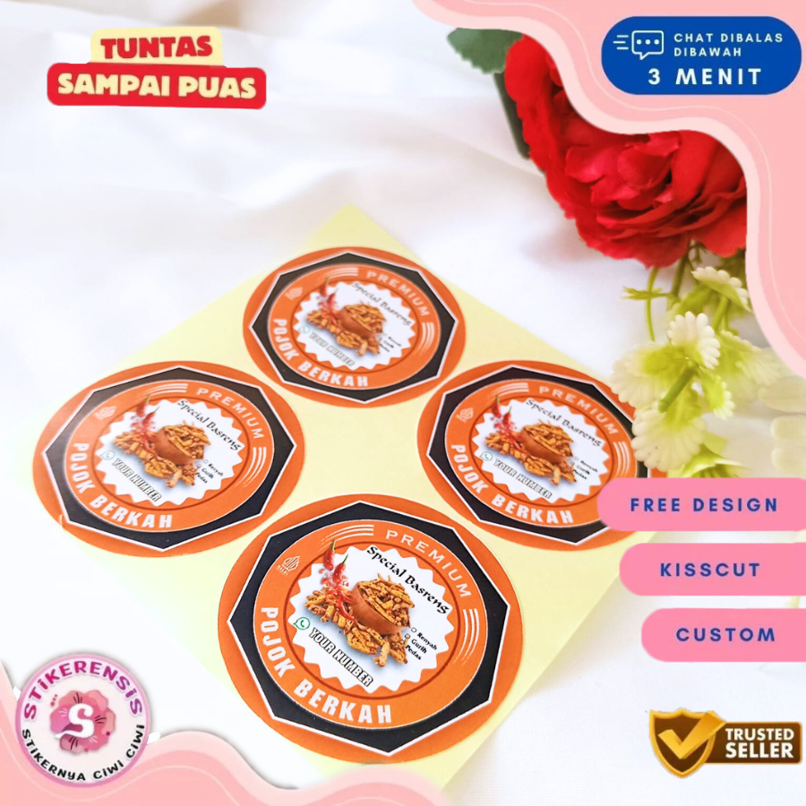Jual 9-15 Cetak Stiker Makanan Ringan Basreng Sticker Label Cemilan ...