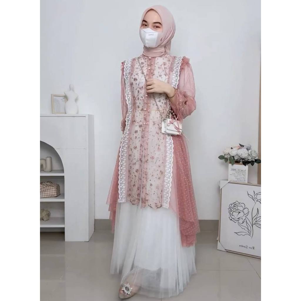 Jual Sarah Outer Brukat | Outer Wanita Amora Tille Gardenia Bordir M ...