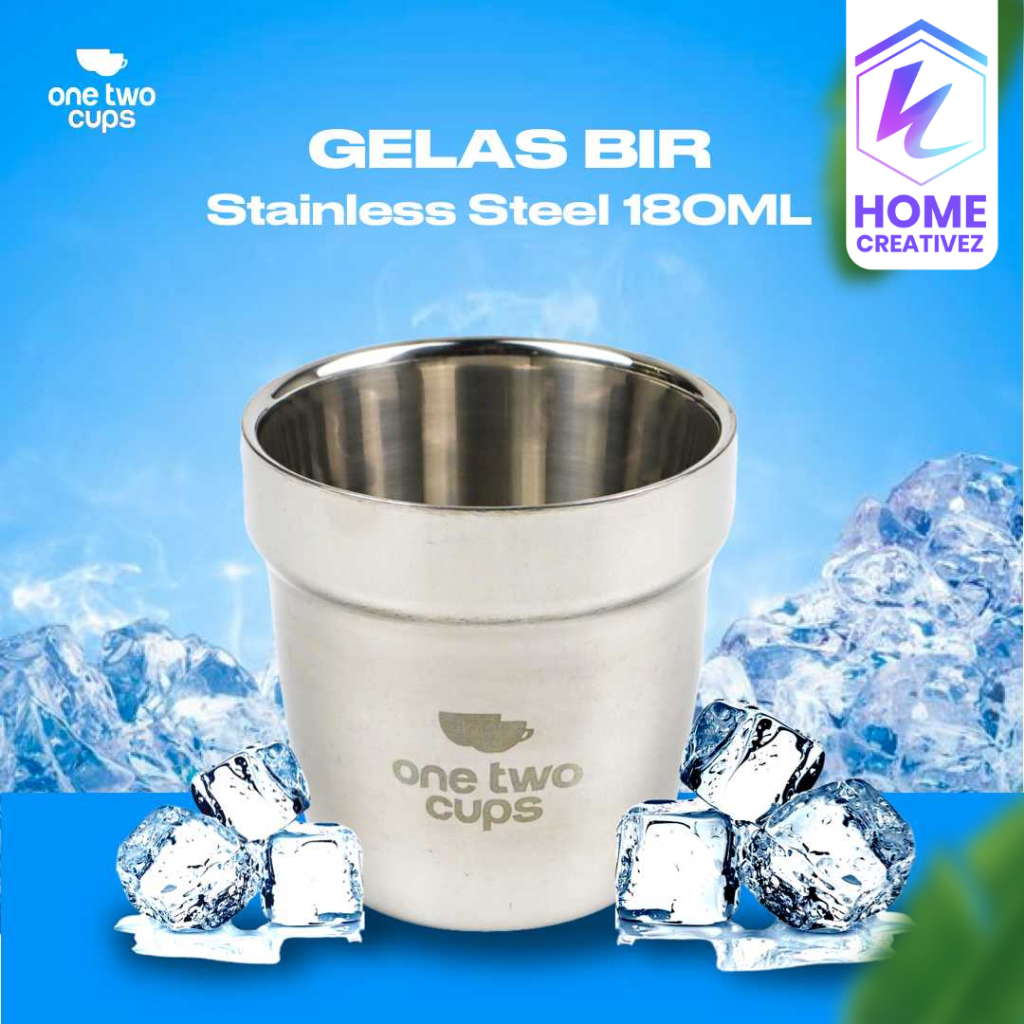 Jual (GARANSI) Homecreativez-One Two Cups Gelas Bir Stainless Steel Beer Drink Cup 180ml ...