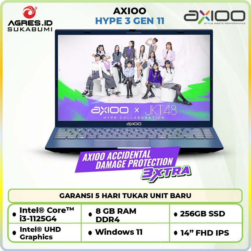 Jual Axioo Hype 3 G11 intel i3-1125G4 8GB 256GB Windows 11 + OHS Permanent 14.0FHD IPS +ADP ...