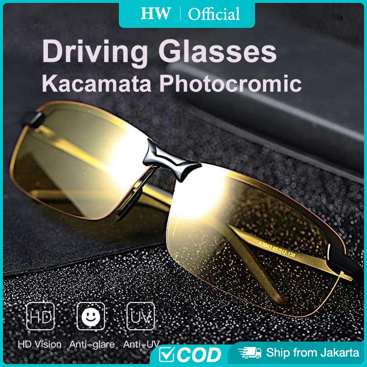 Jual HW kacamata polarized pria original anti silau siang malam night vision Driving Glasses ...