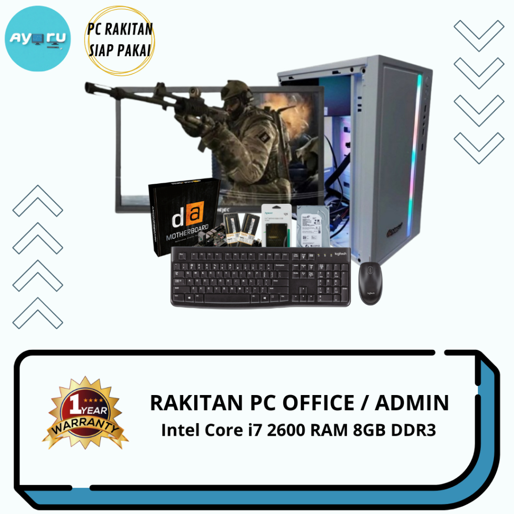 Jual PAKET PC RAKITAN CORE i7 GEN 2 / RAM 8GB / SSD 120GB - FULL SET ...