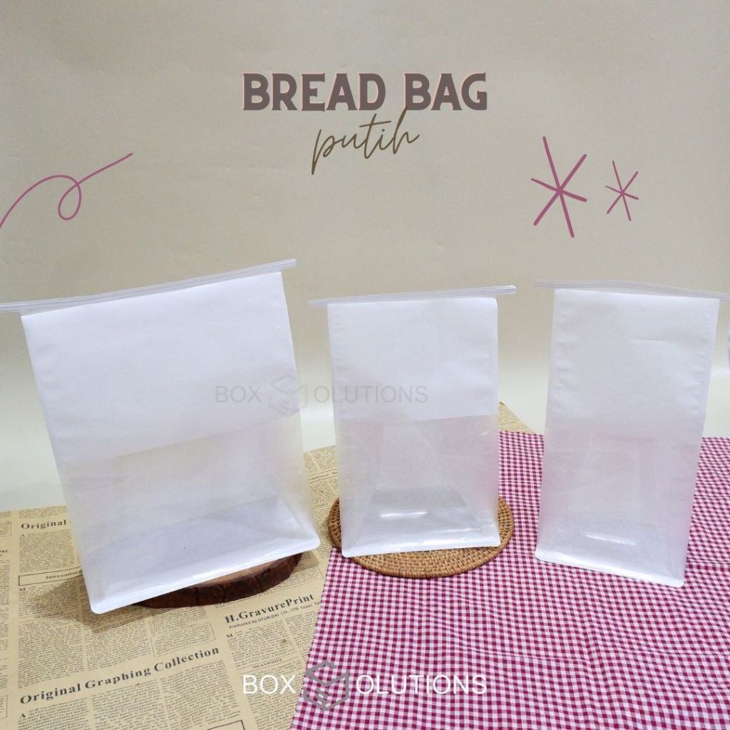 Jual [isi 10] bread bag putih / plastik roti tawar / paper bag roti ...