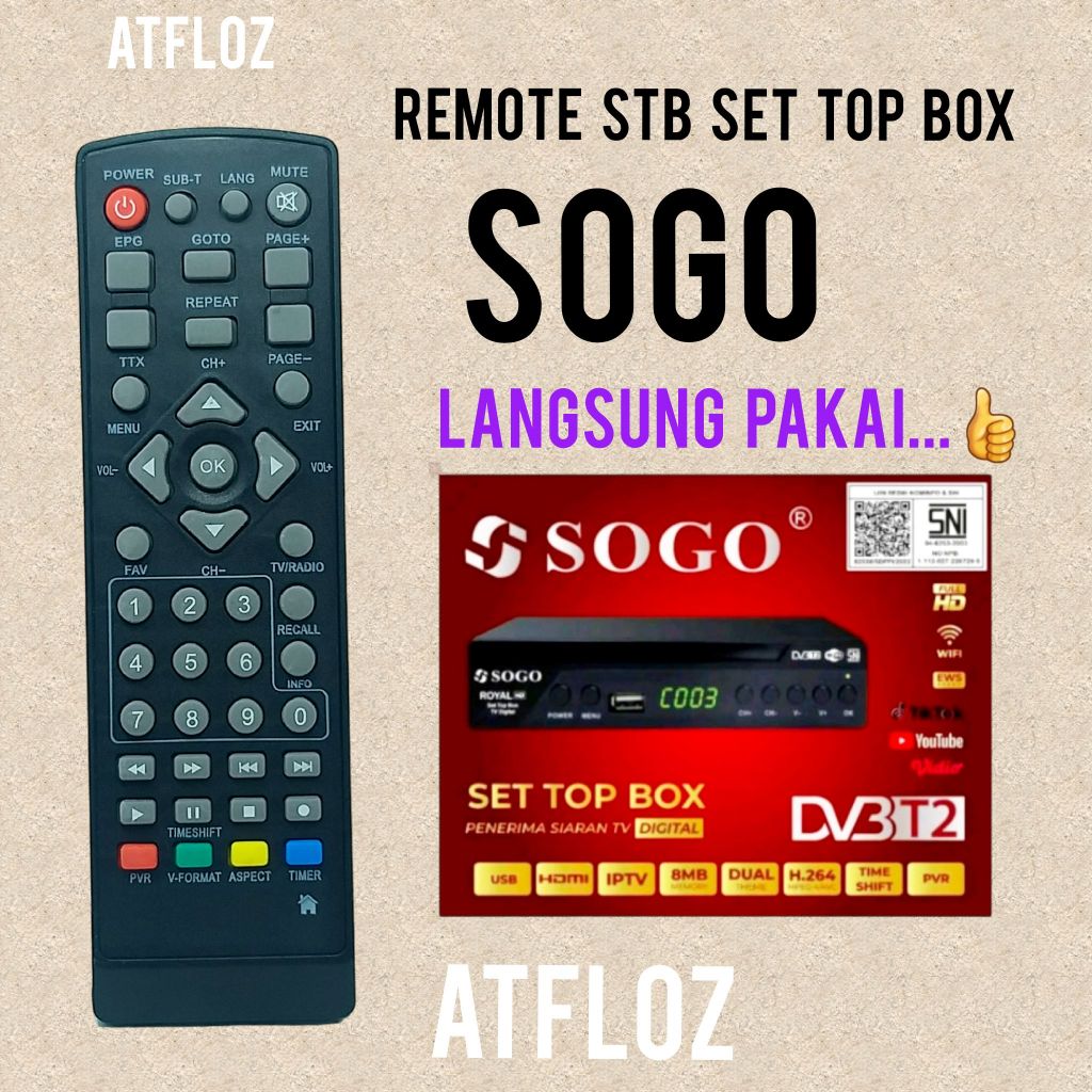 Jual Remote stb sogo set top box remot dvbt2 langsung nyambung | Shopee ...