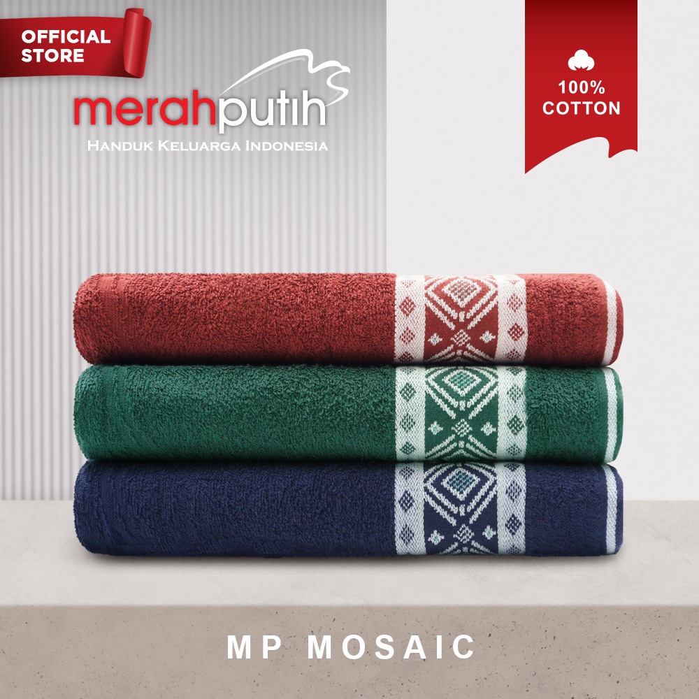 Jual Handuk Merah Putih Towel Mosaic 70 x 135 cm / Handuk Mandi ...