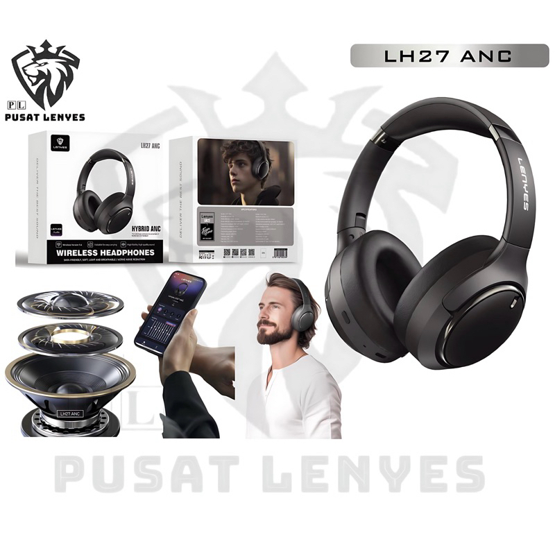 Jual LH27ANC - HEADPHONE LENYES LH-27 Wireless Headset Bluetooth 5.4 ...