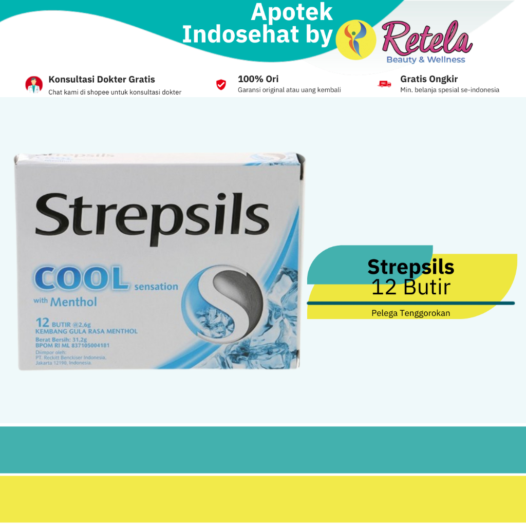 Jual Strepsil Cool Menthol Box 12 Tablet Hisap - melegakan tenggorokan ...