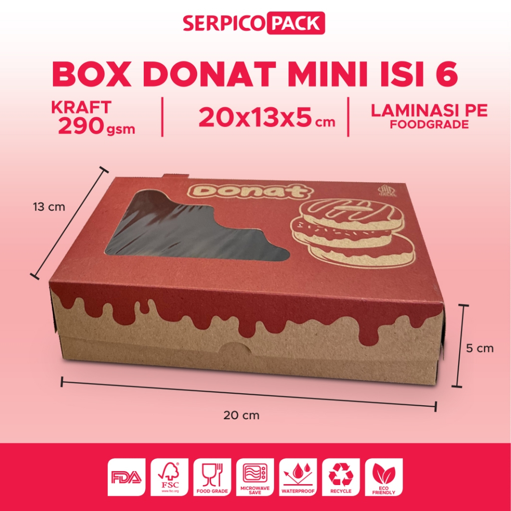 Jual BOX DONAT ISI 6 MINI /BOX ROTI BAKAR KRAFT PE / MARTABAK/DUS ...