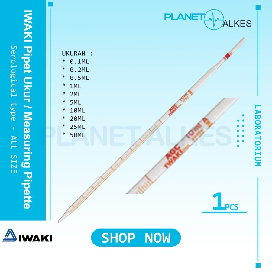 Jual IWAKI.7025-10-C Pipet Ukur 10ml | Measuring Pipette Class A 10ml ...