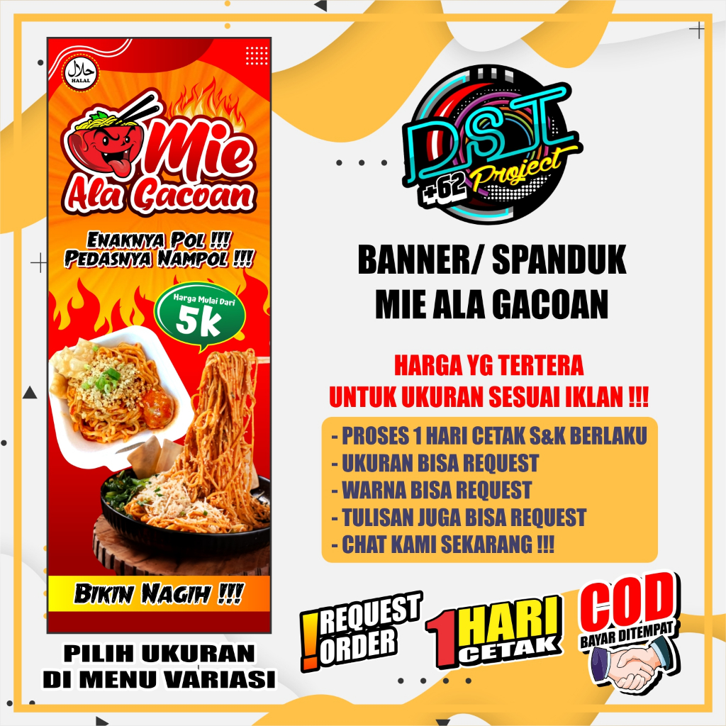 Jual BANNER / SPANDUK MIE ALA GACOAN MIE JEBEW Viral !!! | Shopee Indonesia