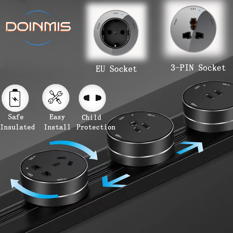 Jual Stop Tanam Tembok Track Socket 60-100cm 3 Lubang Colokan EU ...