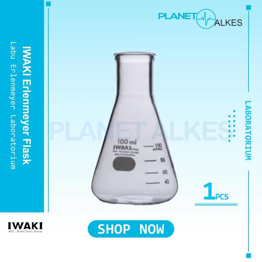 Jual IWAKI.4980FK100 Erlenmeyer Flask 100ml Narrow Mouth / Labu ...