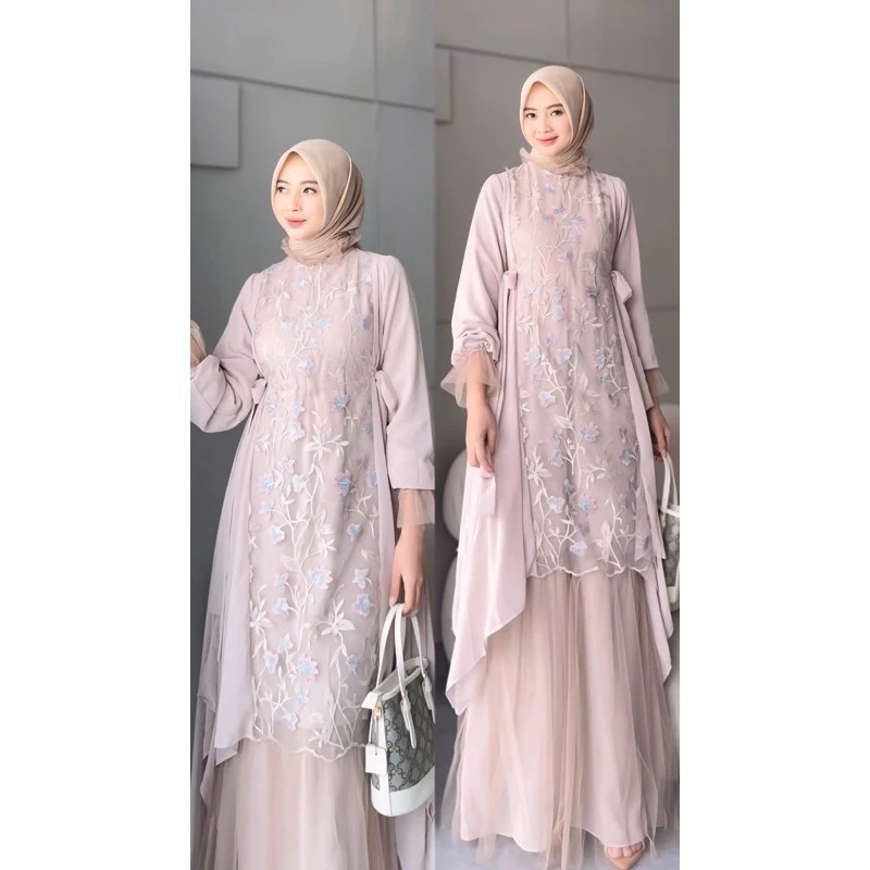Jual ZEMIRA RAYA CERUTY+ BRUKAT TILLE KONDANGAN GAMIS BRUKAT TERBARU GAUN KONDANGAN MUSLIMAH ...