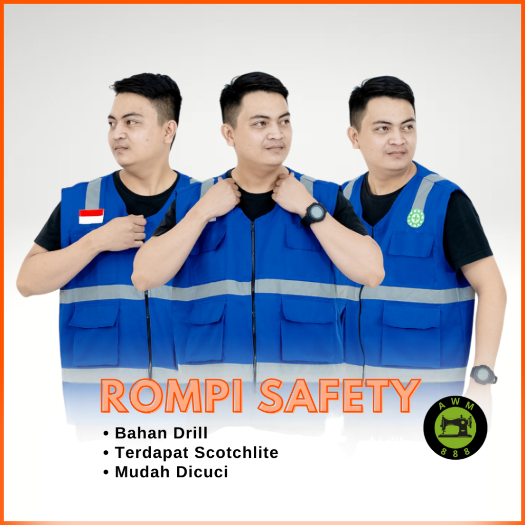 Jual Rompi safety Biru Rompi K3 Rompi proyek Rompi tambang Rompi kerja ...