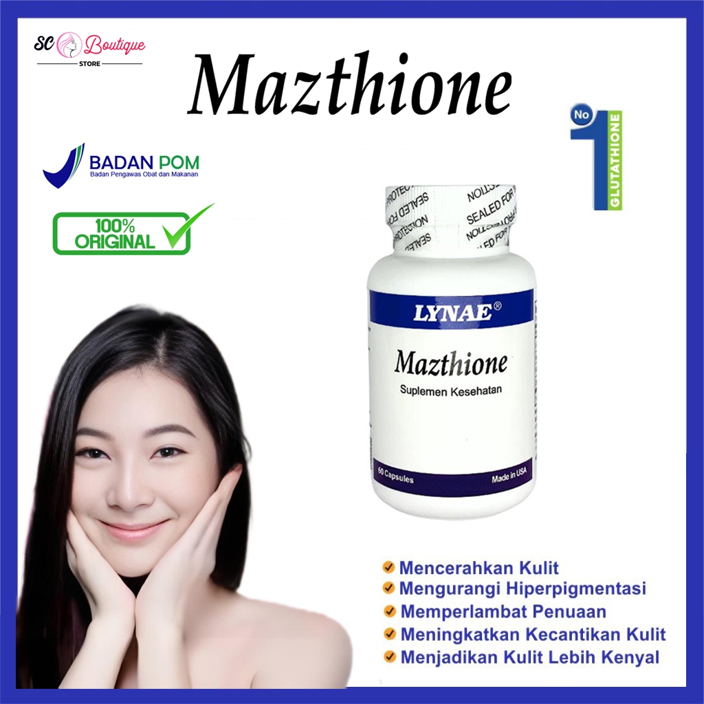 Jual Mazthione Glutathione Whitening Suplement dan Antioksidan isi 15 30 60 Caps(Original ...