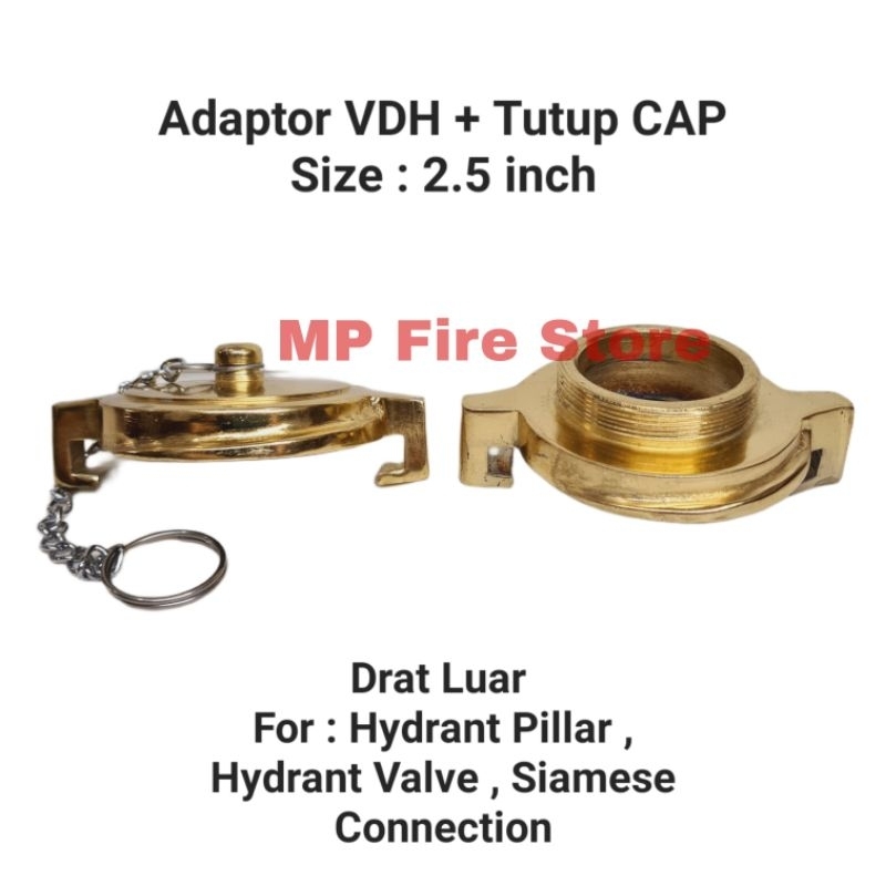 Jual ADAPTOR VAN DER HEYDE VDH 2.5 inch + TUTUP CAP x DRAT LUAR FOR ...