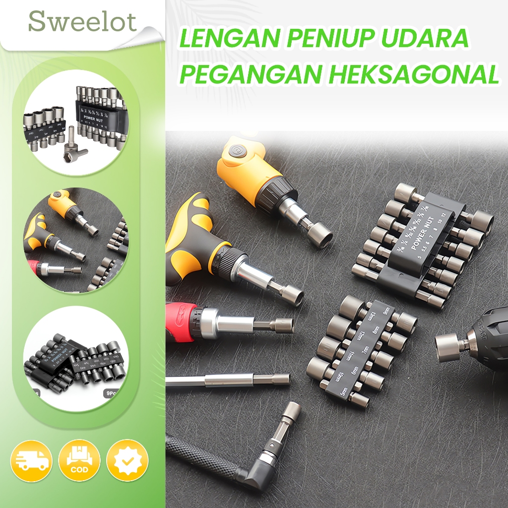 Jual Kepala soket obeng angin gagang heksagonal bor tangan obeng ...