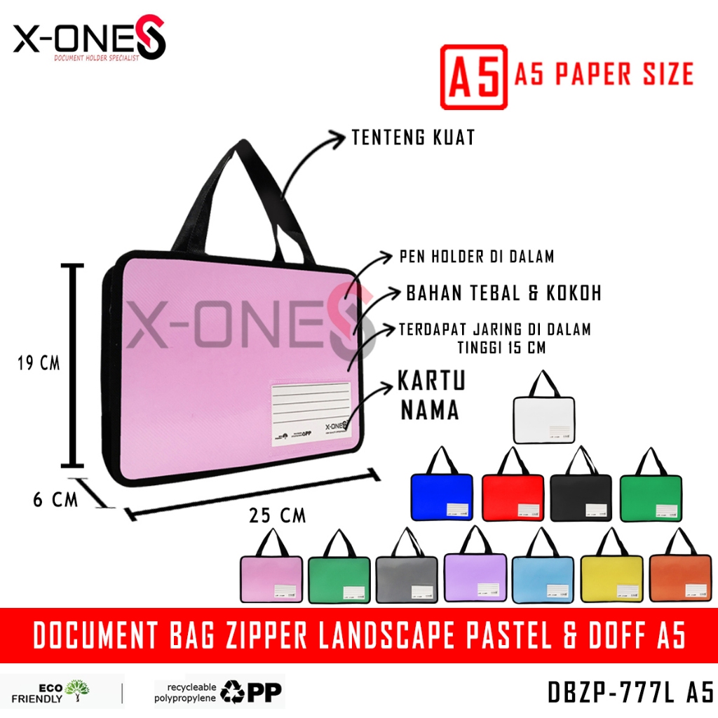 Jual X-ONE DOCUMENT BAG ZIPPER POPULAR PASTEL DOFF A5 LANDSCAPE BRIEF ...