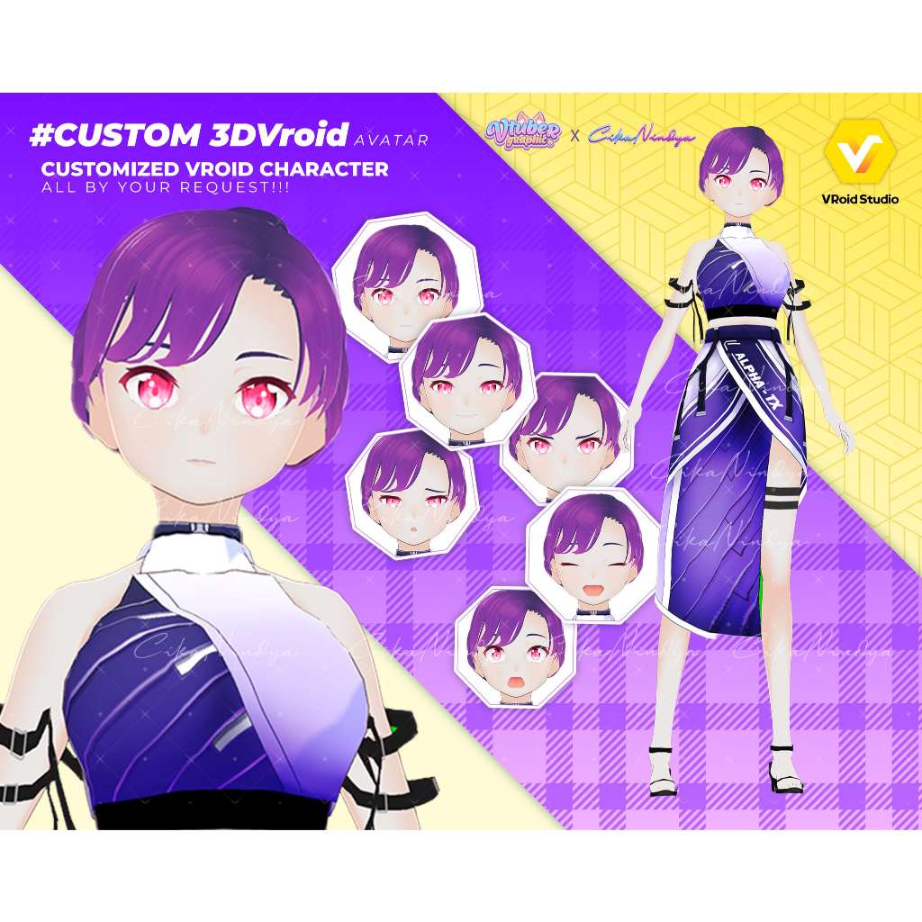 Jual 3D VRoid Custom | Custom Model 3D VTuber Full Body | Jasa Karakter ...